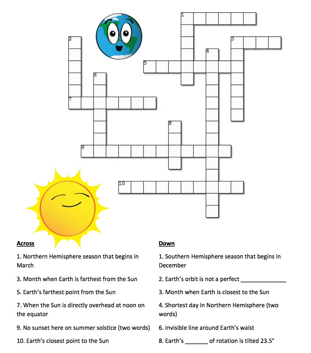 Earth’s Seasons and the Sun: A Crossword Puzzle - NASA