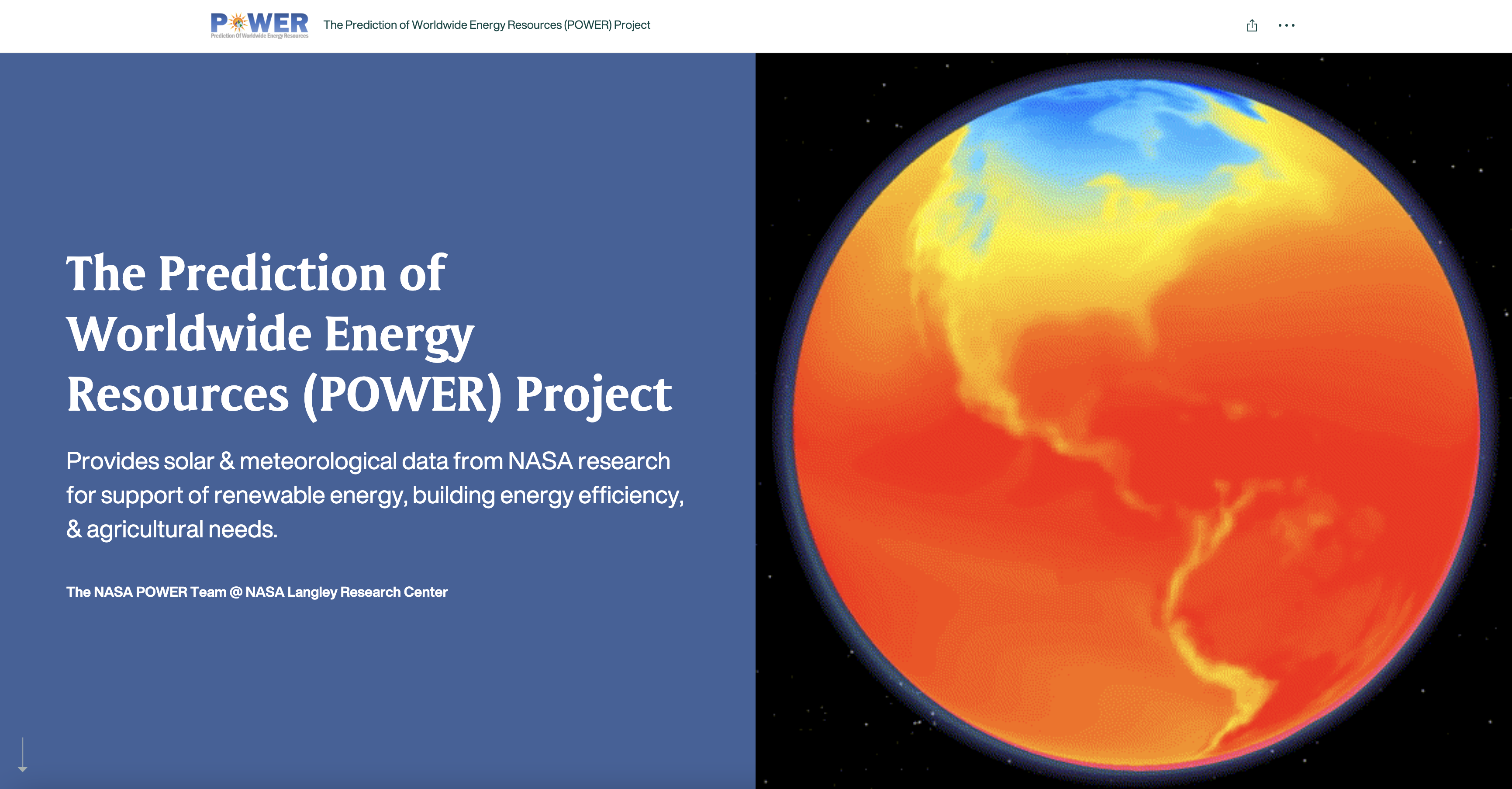 NASA POWER Team Issues Educational Tool for Potential Users - NASA