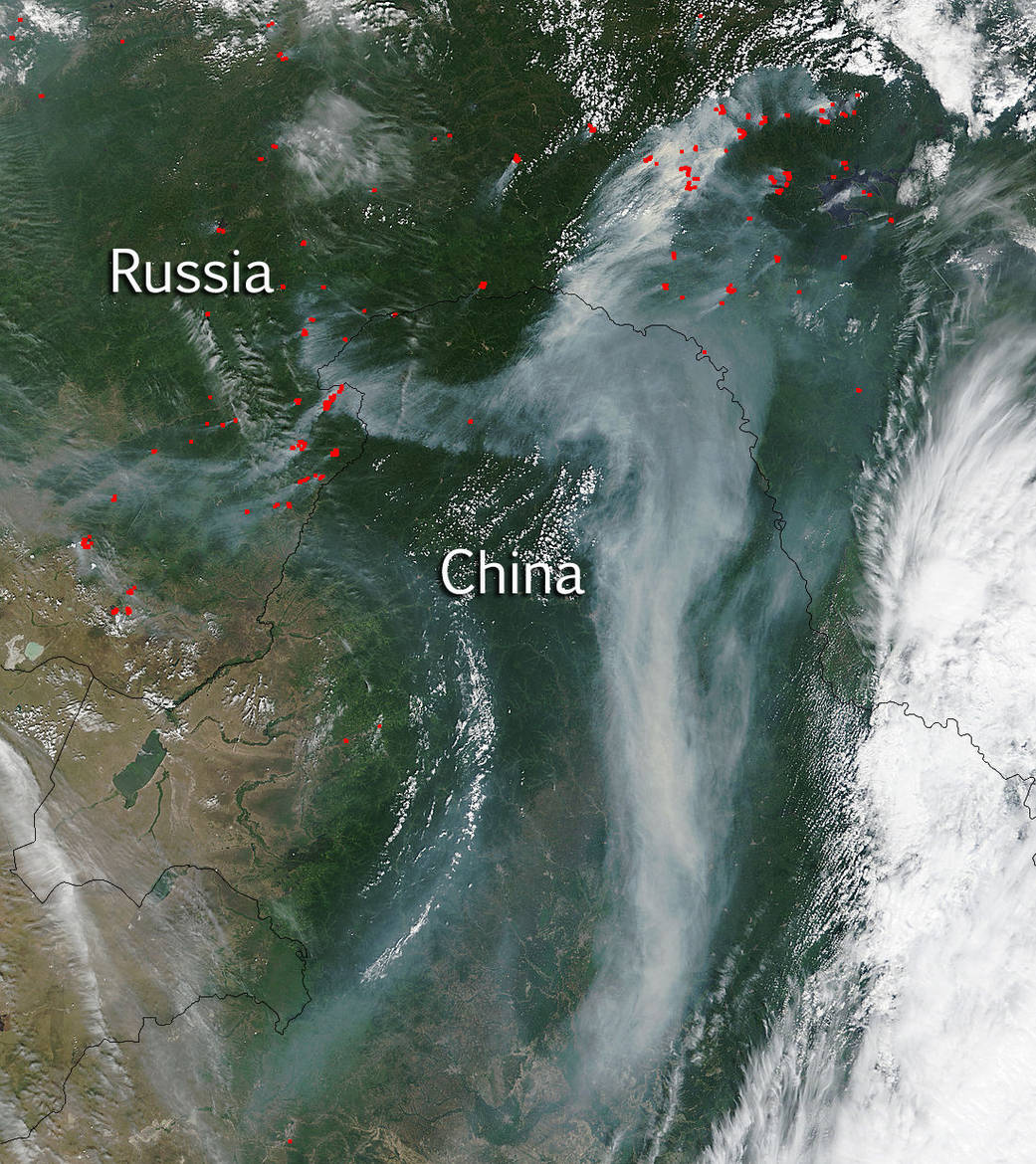 Smoke and Fires in Eastern Asia - NASA