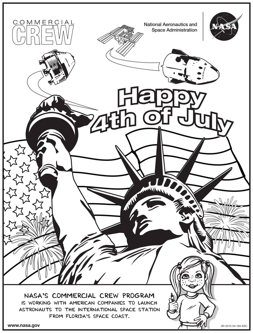 Commercial Crew Independence Day Coloring Sheet - NASA