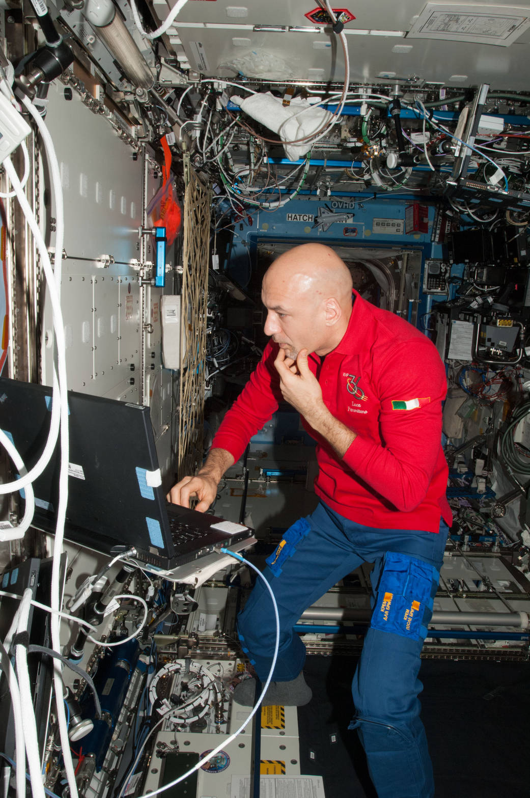 Luca Parmitano Works in the Destiny Laboratory - NASA
