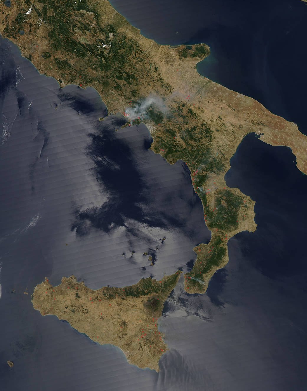 Fires in Southern Italy, Sicily - NASA