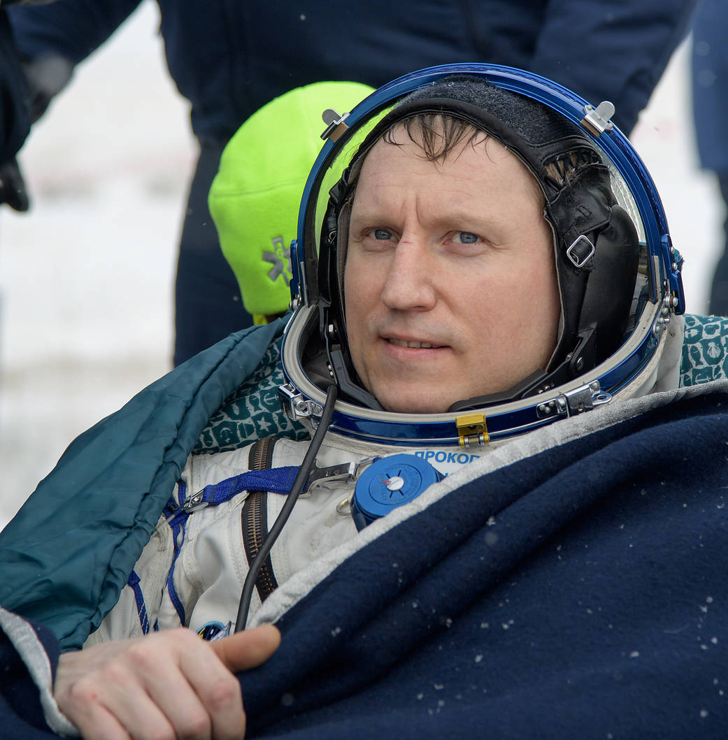 Sergey Prokopyev of Roscosmos Rests After Landing on Earth - NASA