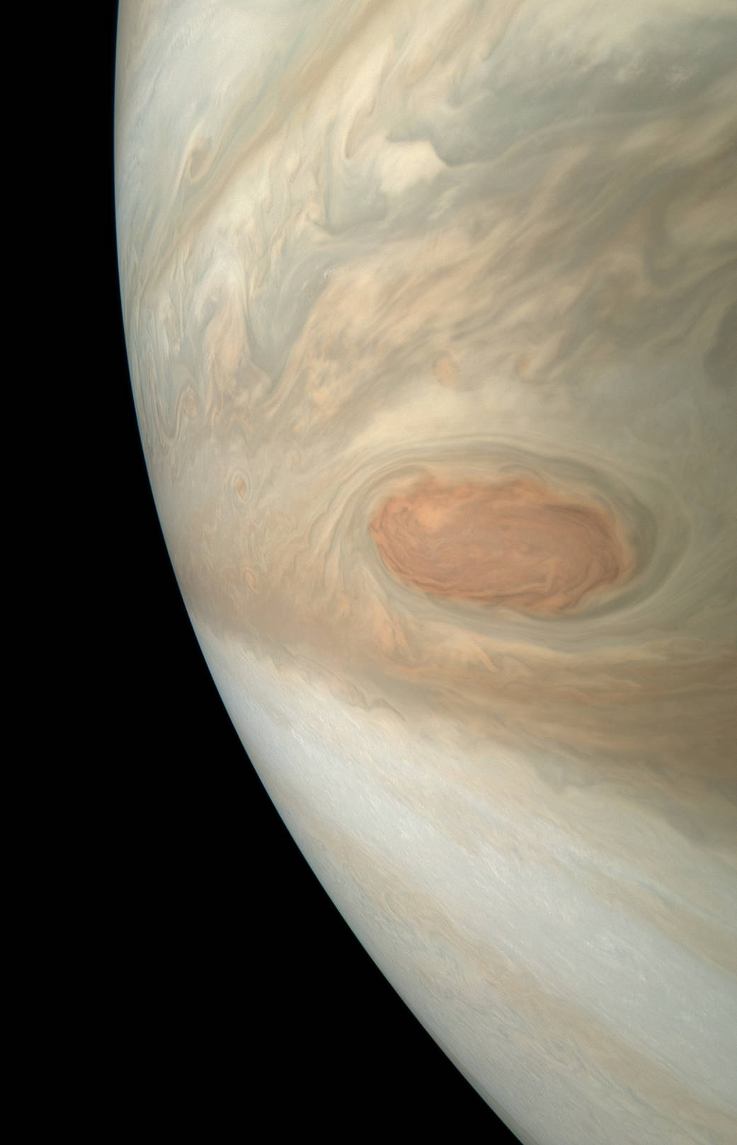 Swirling Jovian Storm (Natural Color) - NASA