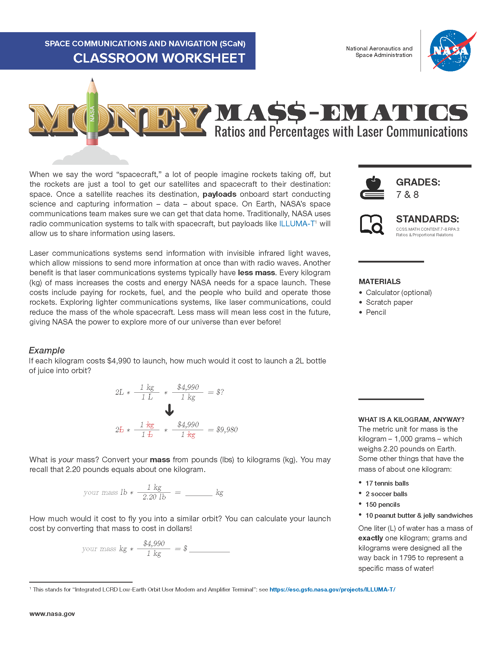 Money Mass-ematics - NASA