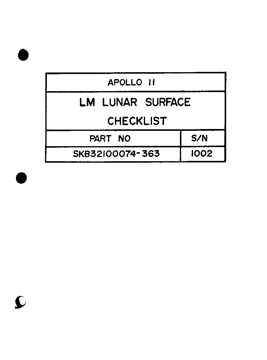 Apollo 11 Lunar Surface Checklist